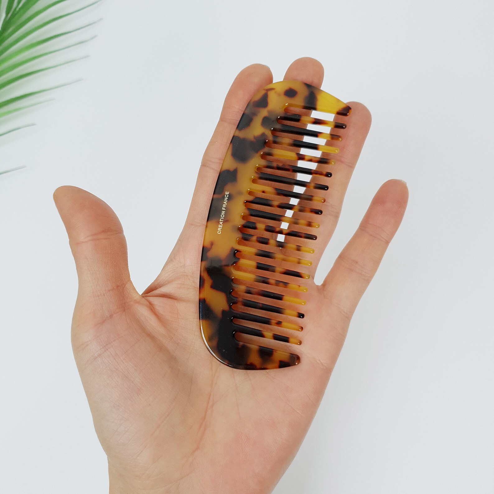 Leopard Marble Round Half Moon 4.3 Inch Hair Comb / Tortoise Shell Hair ...