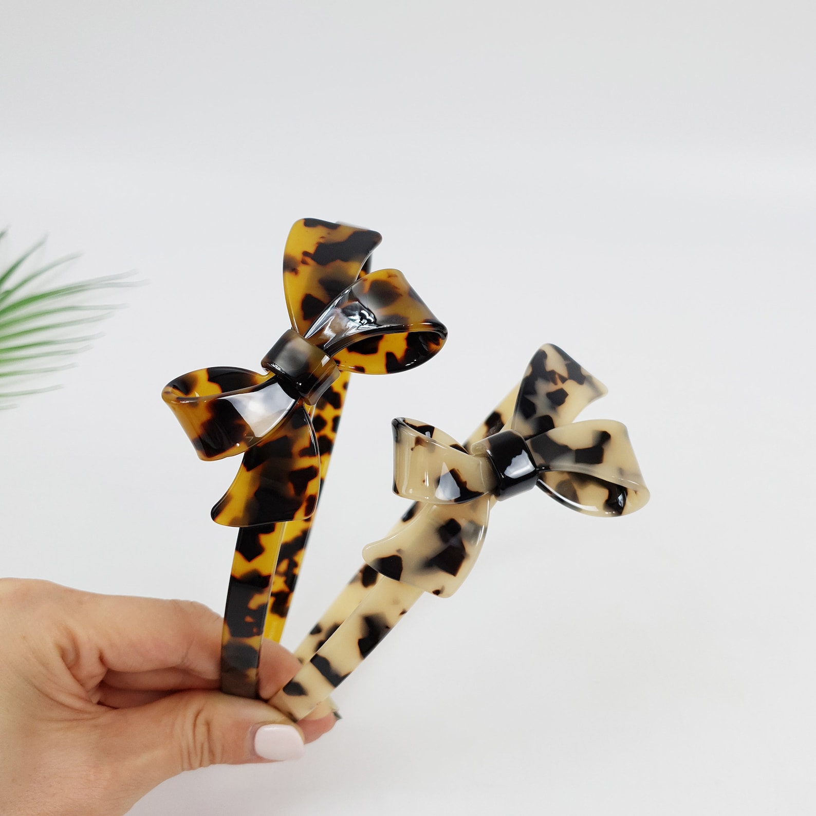 Leopard Double Ribbon Thin Headband / Tortoise Marble Elegant | Etsy