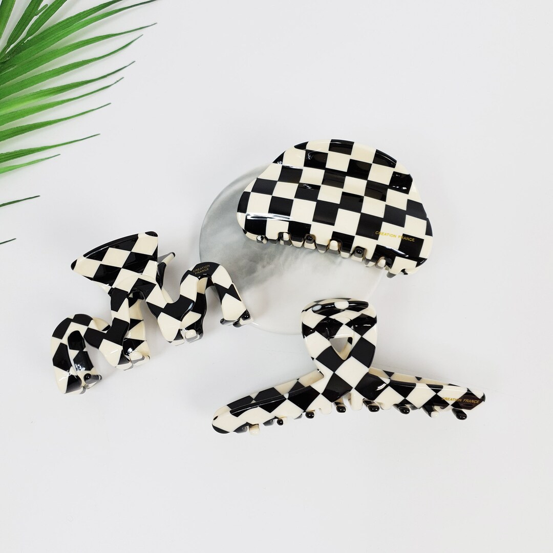 Black and White Checker Board Hair Clip / Simple French Hair Pin / Hair ...