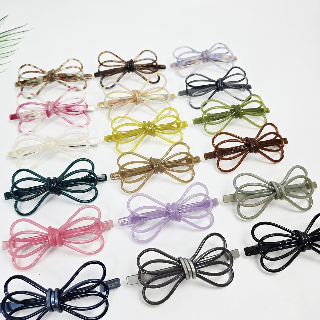 New Color Triple Ribbon Hair Clip (4.3 Inch) / Tortoise Shell French ...