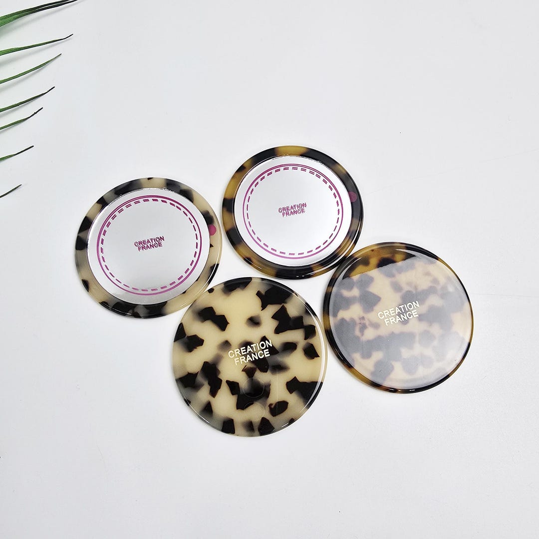 Leopard Print Circle Portable Mini Hand Mirror 2.5 Inch / Antique Hand ...