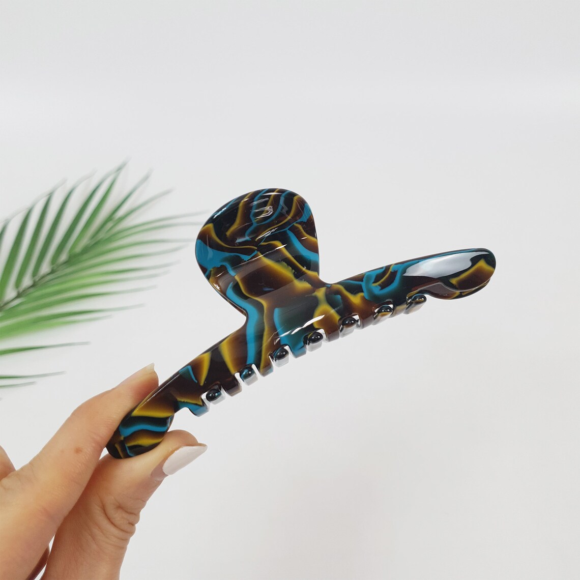 Black Aurora 5 Inch Big Size Hair Clip / Luxurious Cellulose | Etsy