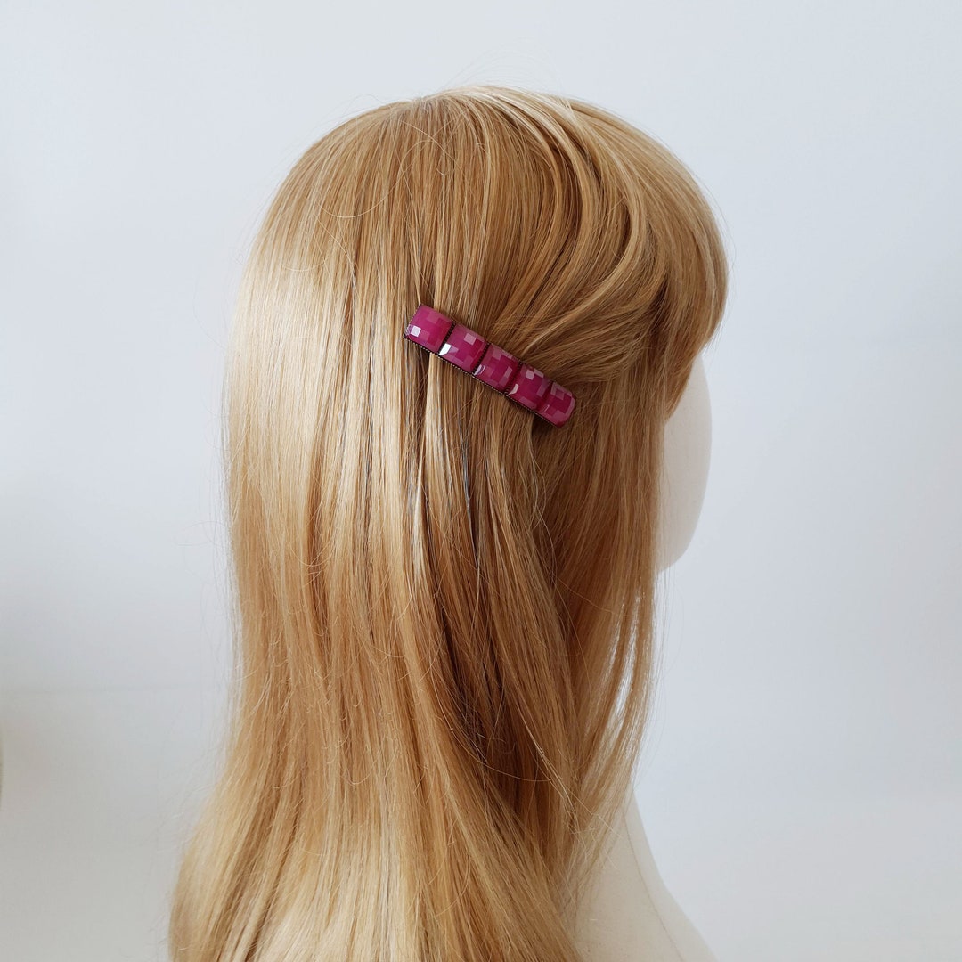 Square Formica Hair Barrette (2.4 Inch) / Diamond Cut Formica Stone ...