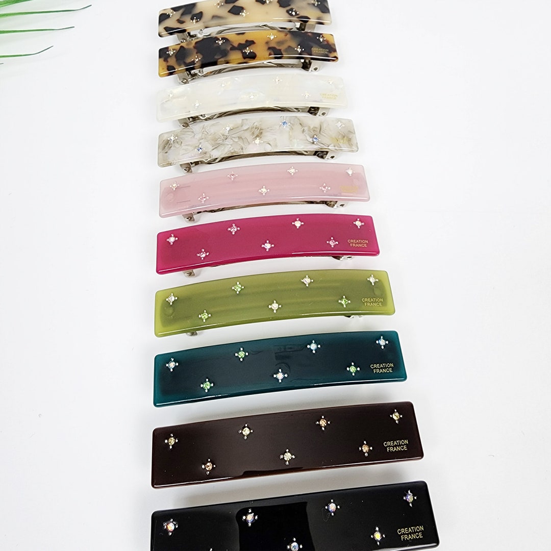 Chic Star Cubic Long Square Hair Barrette (3.3 Inch) / Simple French ...