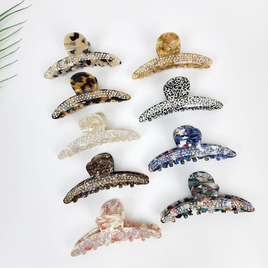 Tortoise Shell Leopard Elle Cubic Hair Claw Clip / Luxurious Cellulose ...