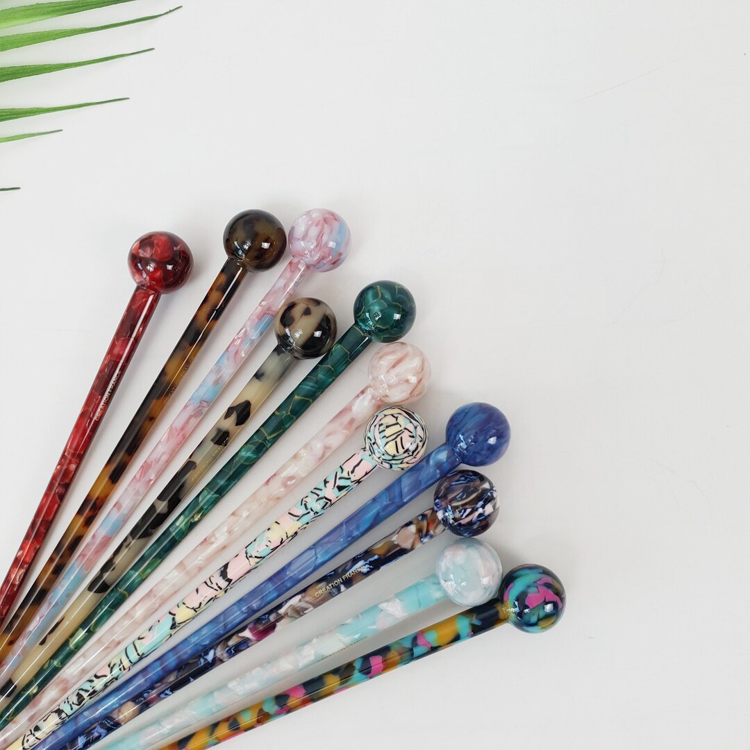 Tortoise Shell Big Bead Hair Stick (7.5 Inch) / Vintage French Hair Pin ...