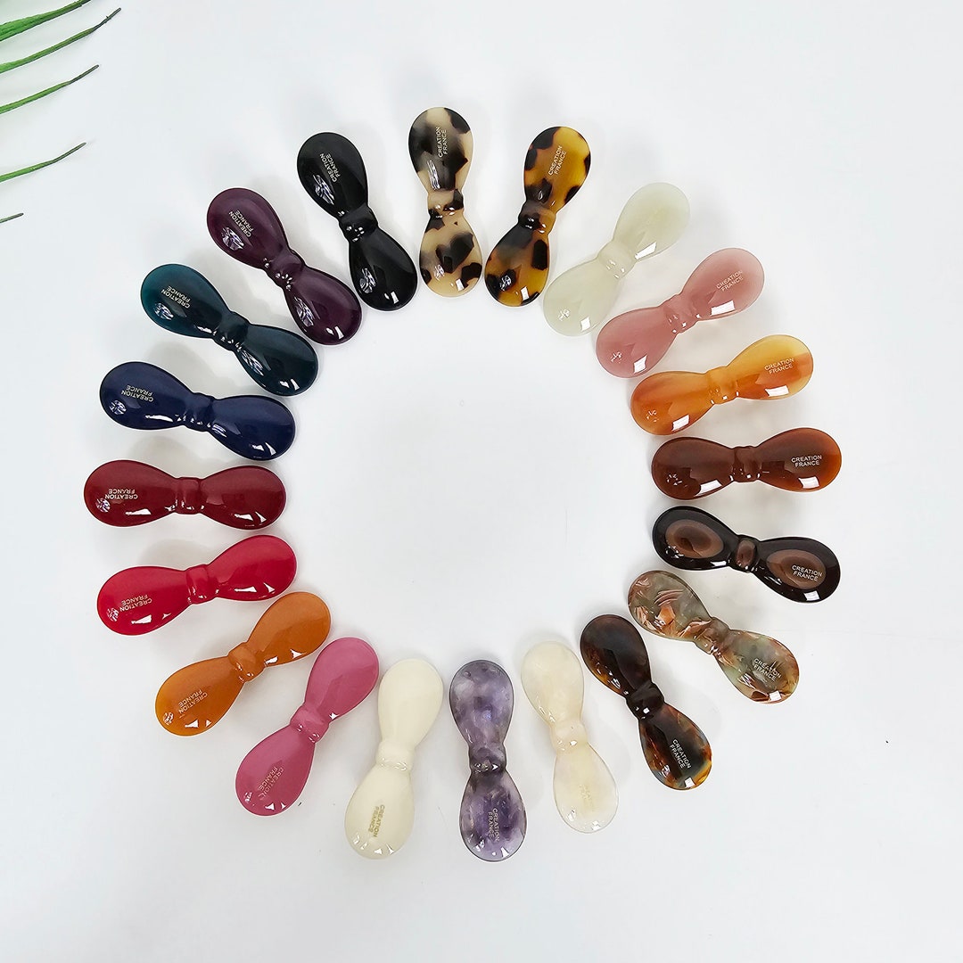 Rounded Bulging Ribbon Side Claw Mini Hair Claw Clip (2.0 Inch) / Vivid ...