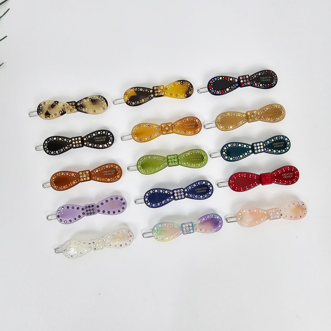 Claire Cubic Line Round Ribbon Bobby Pin (2.0 Inch) / Tortoise Marble ...