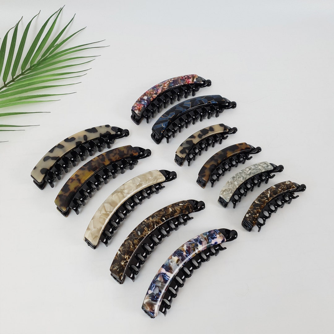 Leopard Marble Banana Claw Clip / Tortoise Shell Hair Comb Barrette ...