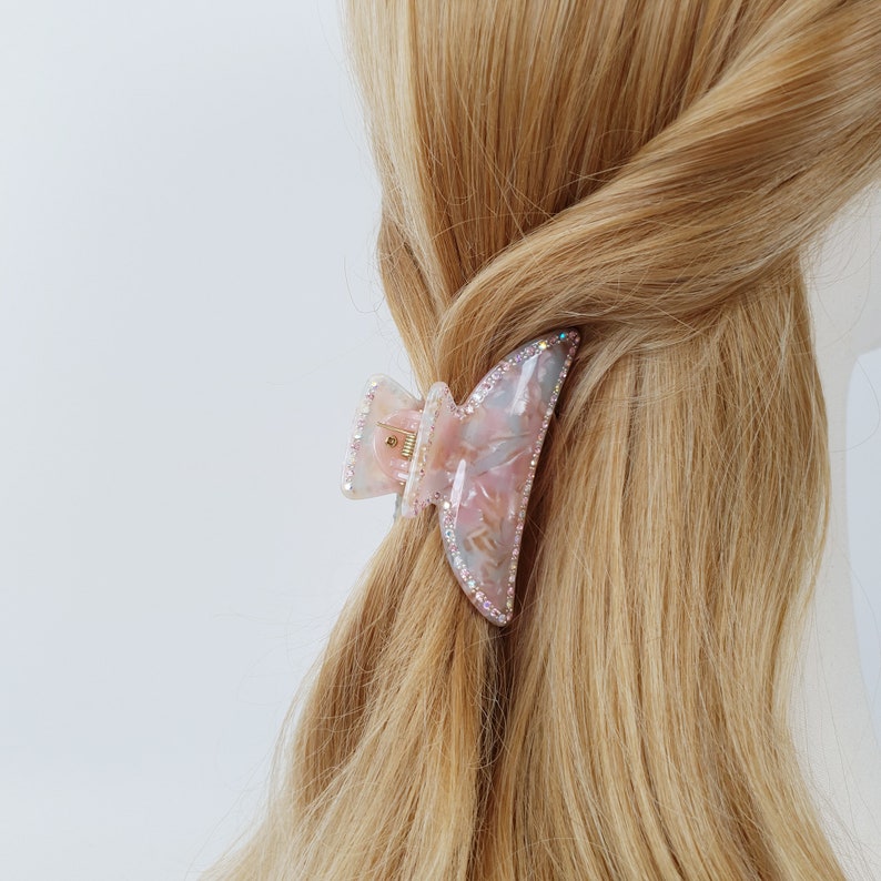 Tortoise Shell Half Moon Shape Hair Claw Clip With Cubic / - Etsy