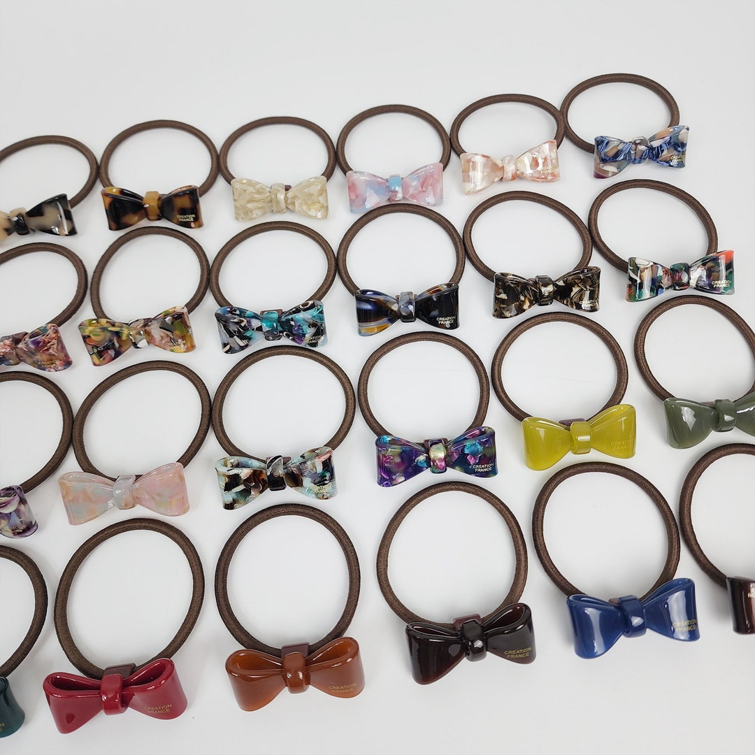 Tortoise Shell Art Mini Ribbon Hair Tie / Cute Point Ponytail Holder ...
