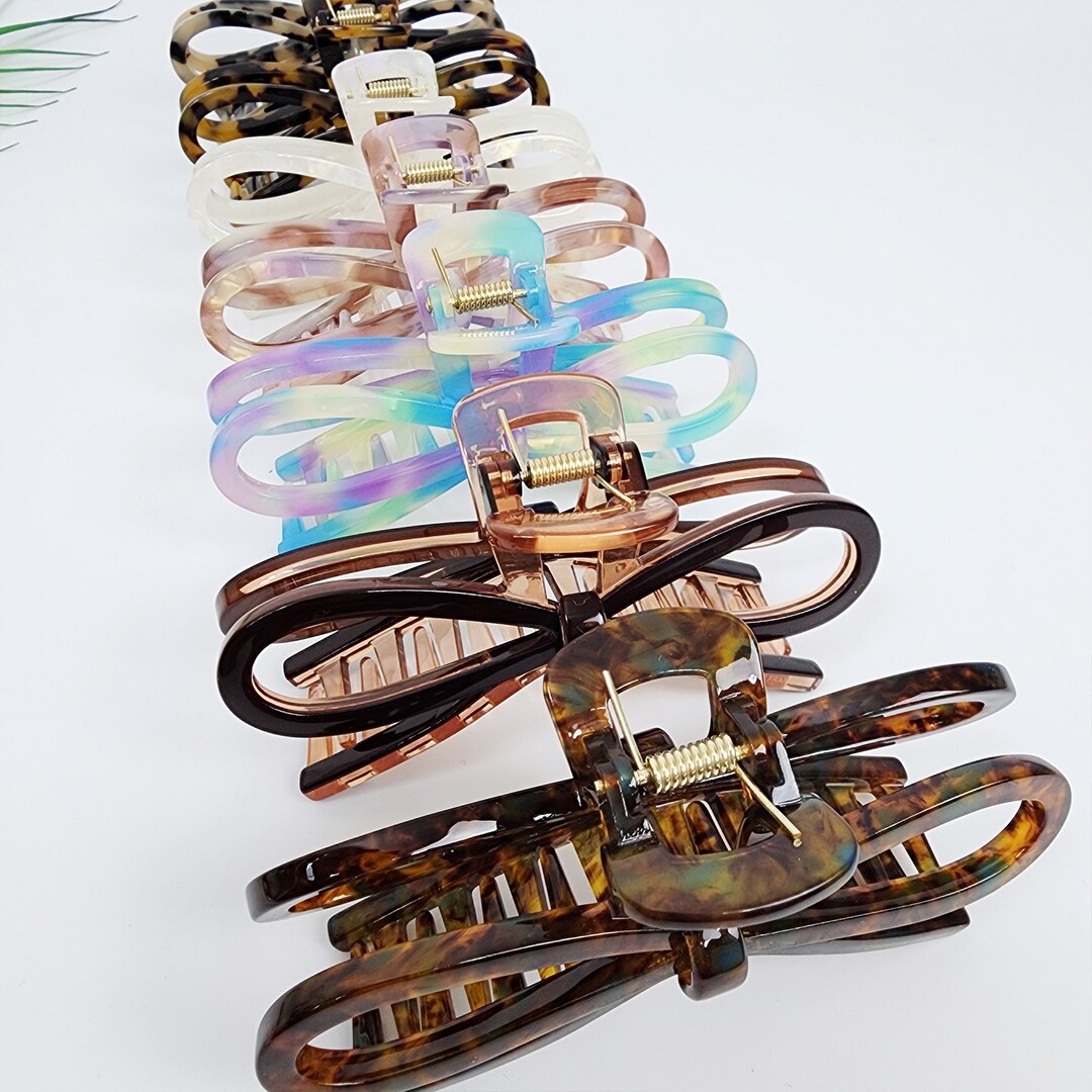 Tortoise Shell Gift Ribbon Large Hair Claw Clip (4.7 Inch) / Leopard ...