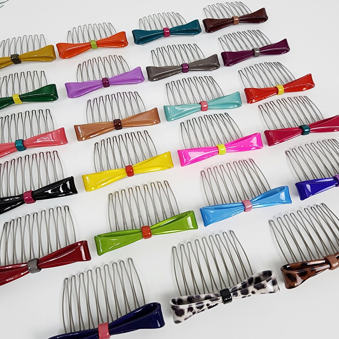 Pure Color Knot Ribbon Hair Comb Pin (3.0 Inch) / Cute French Hair Pin ...