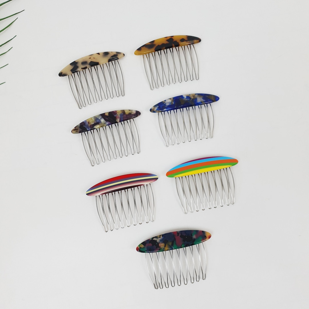 Cellulose Long Round Hair Comb Pin 2.8 Inch / Tortoise Shell French ...
