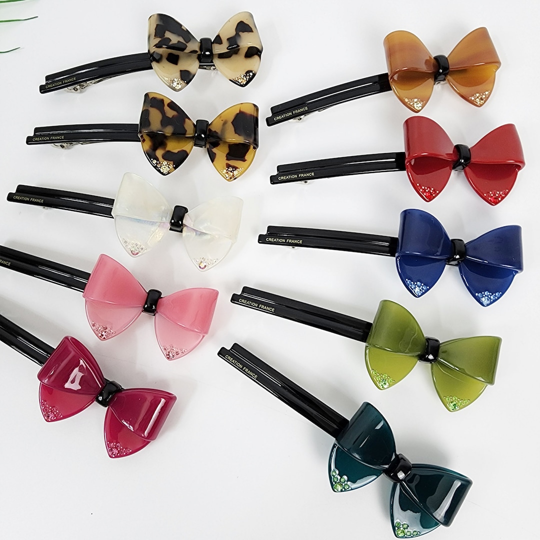 Tortoise Shell Cubic Big Ribbon Hair Barrette (5.1 Inch) / Leopard ...