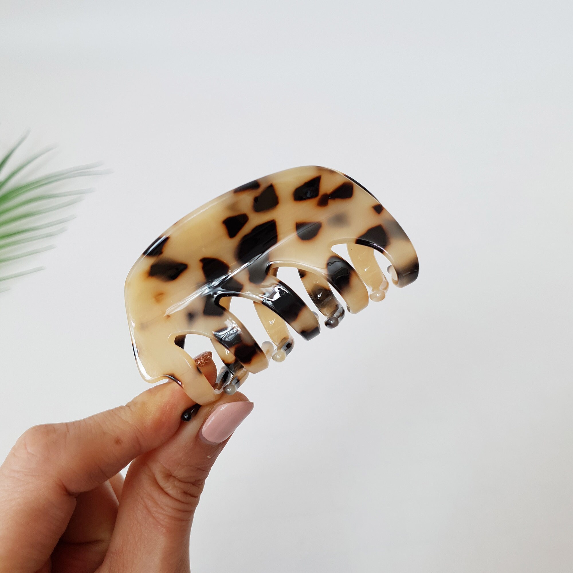 Tortoise Marble Lunar Medium Hair Clip / Luxurious Cellulose | Etsy