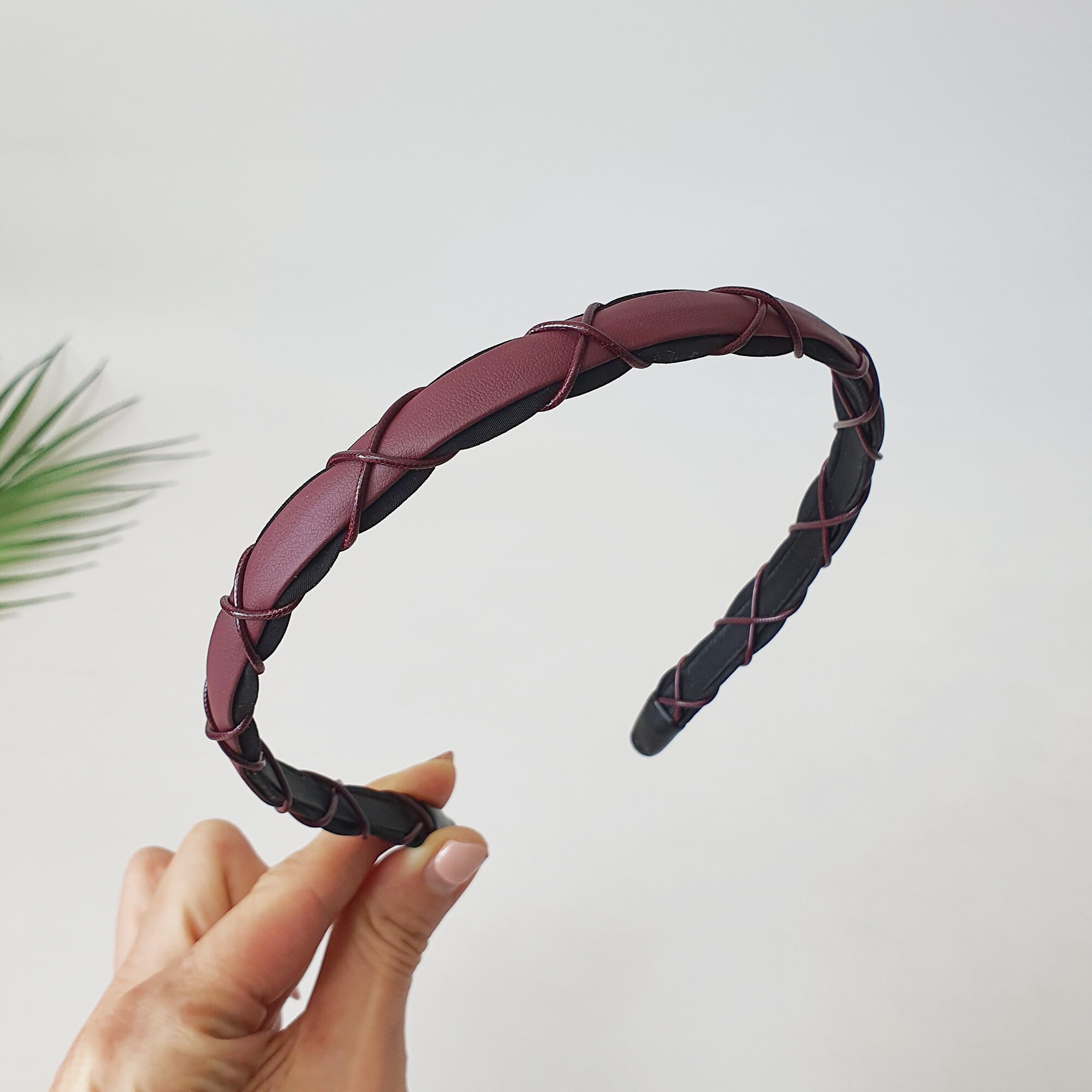 Thin Leather Headband / String X Knot Headband / Hair Accessories for ...