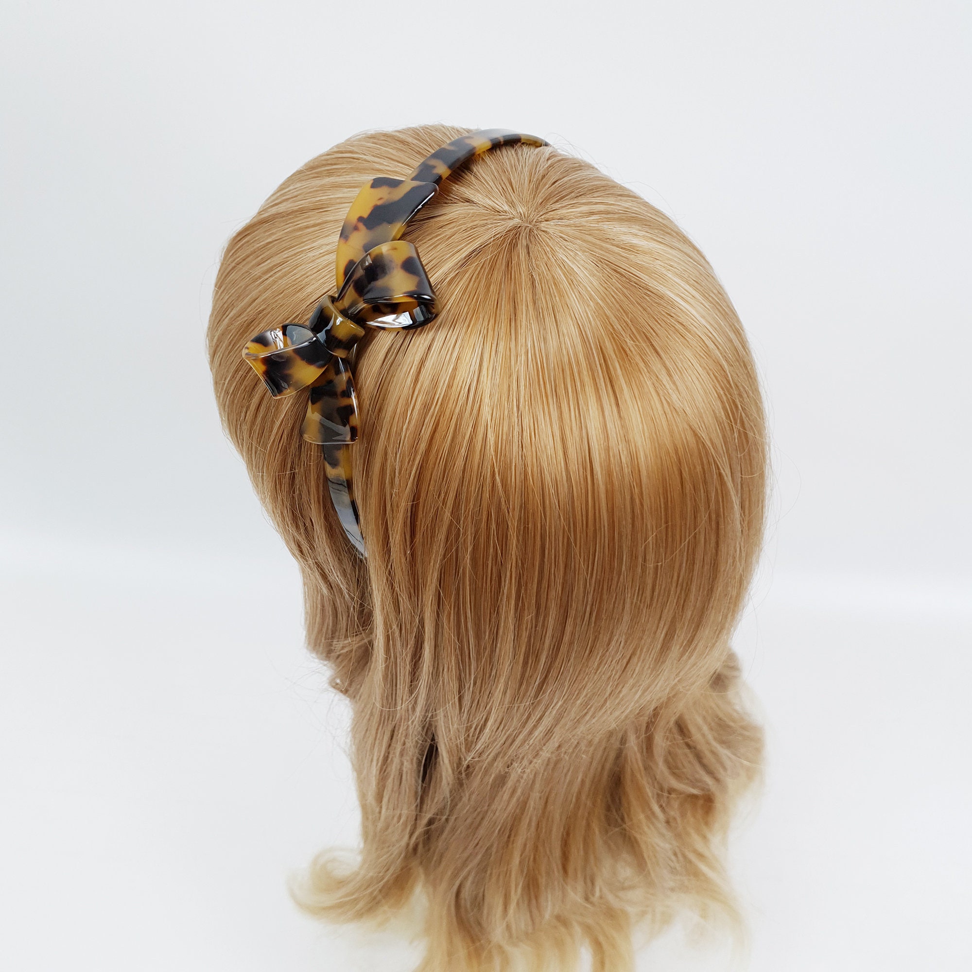 Leopard Double Ribbon Thin Headband / Tortoise Marble Elegant | Etsy
