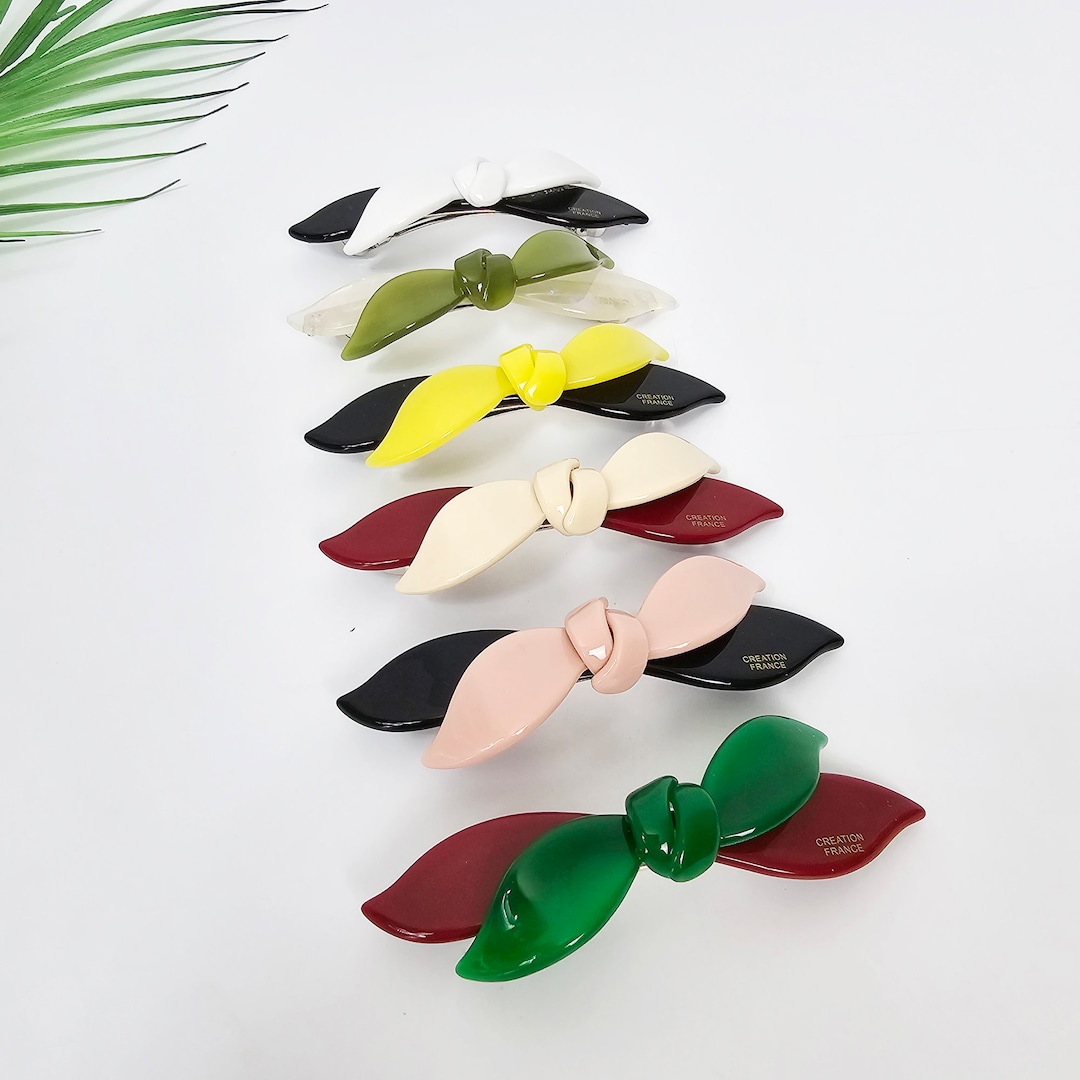 New Color Double Wave Ribbon Side Hair Clip (3.7 Inch) / Elegance ...