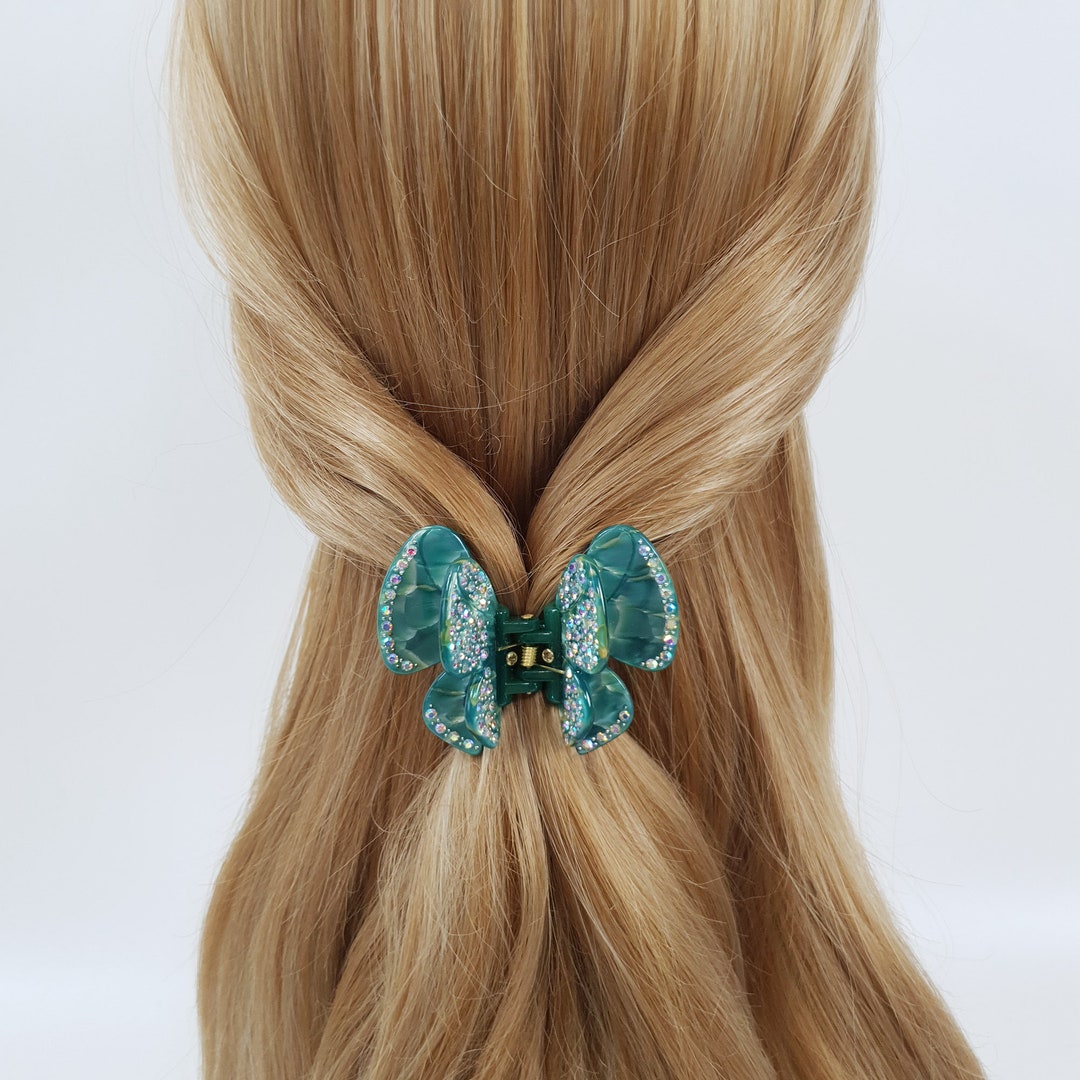 Pastel Color Cubic Double Wing Butterfly Hair Clip / Tortoise Shell ...