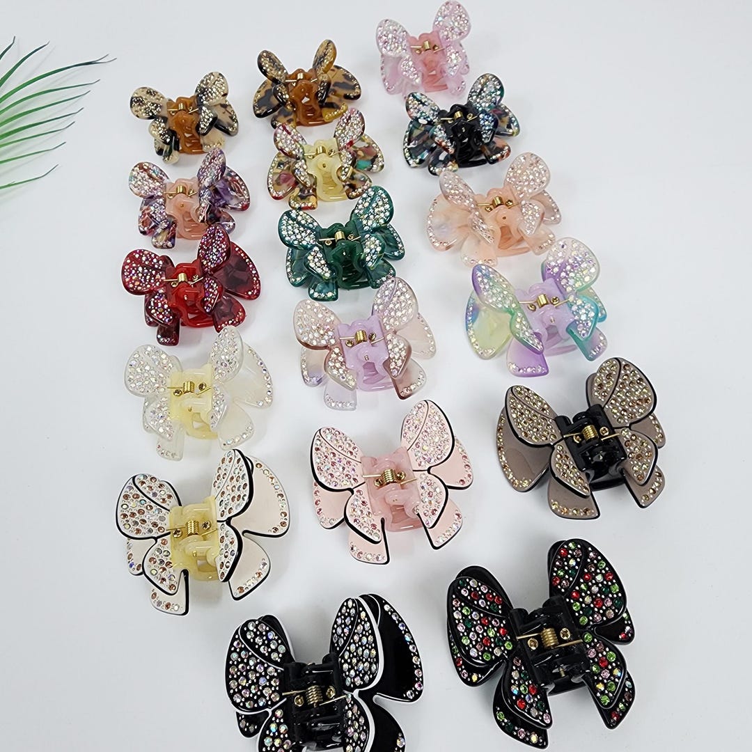 Pastel Color Cubic Double Wing Butterfly Hair Clip / Tortoise Shell ...