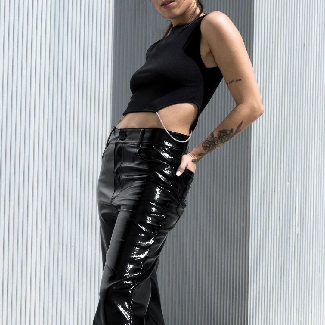 Black Patent Leather Pants,classic Patent Leather Pants,patent Leather ...