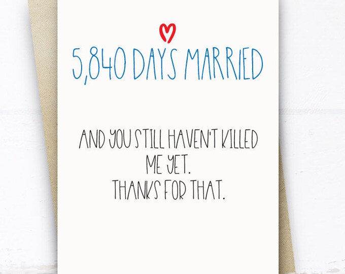 16th Anniversary Card for Husband, 16 Year Anniversary Card for Him, 16 ...
