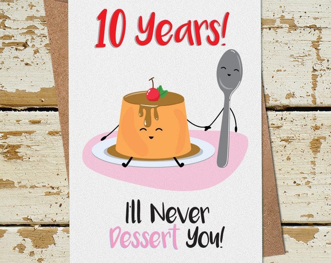 Funny 10 Year Anniversary Card 10th Wedding Anniversary Card - Etsy
