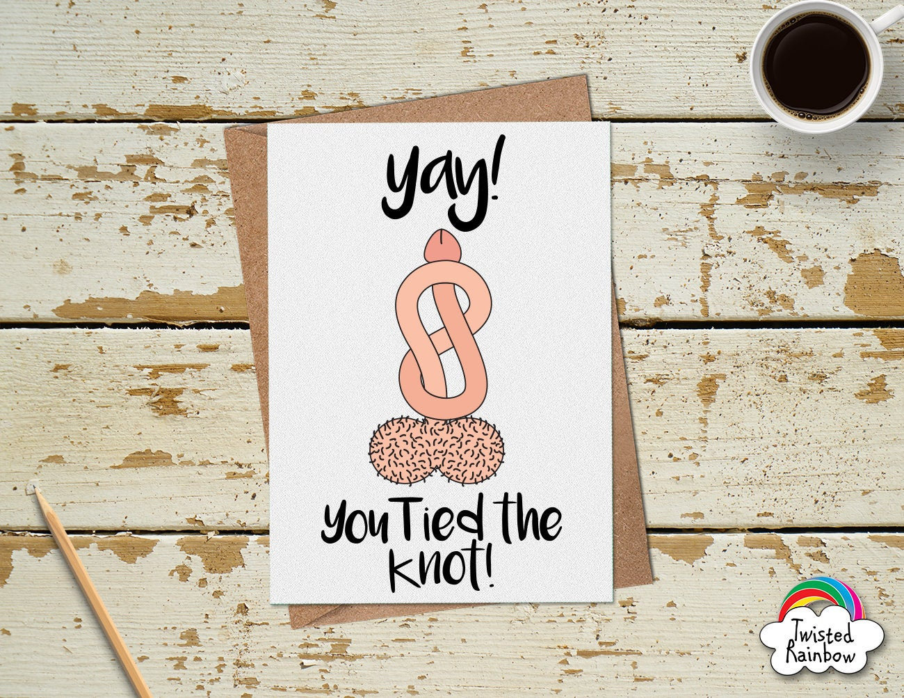 Funny Gay Wedding Card You Tied the Knot Willy Card Mr and - Etsy