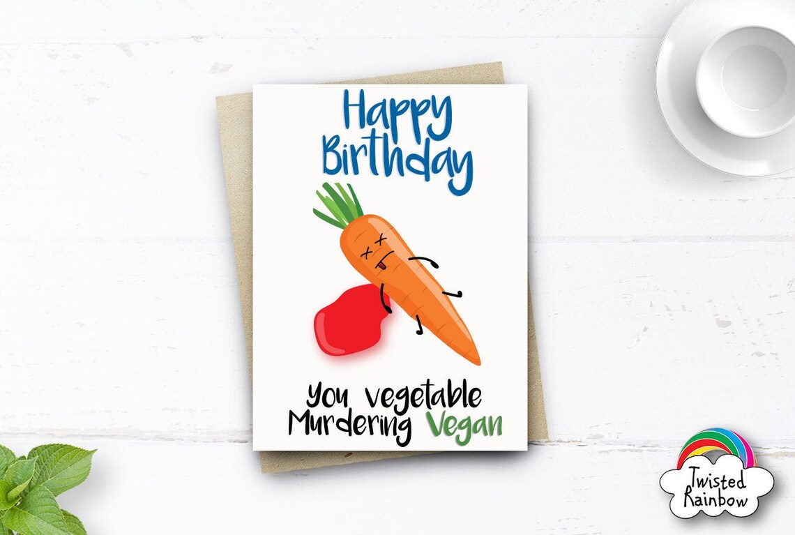Funny Vegan Birthday Card, Funny Birthday Card for Her Him Husband Wife ...