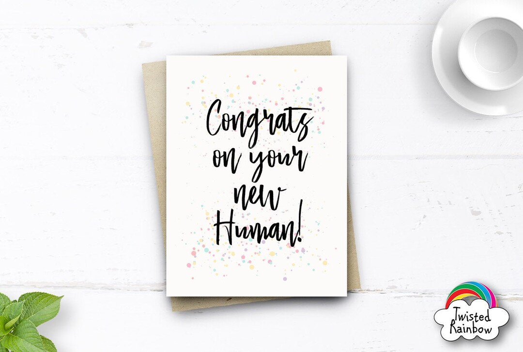 Congrats on Your New Human, Funny New Baby Card, Birth Card, Baby Boy ...