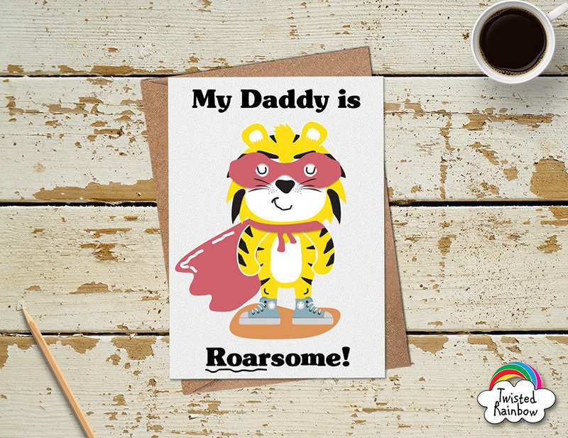 My Daddy is Roarsome Card, Cute Fathers Day Card, Daddy Birthday Card ...
