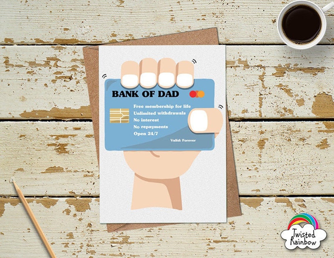 Fathers Day Card Funny, Bank of Dad, Dad Birthday Card, Fathers Day ...