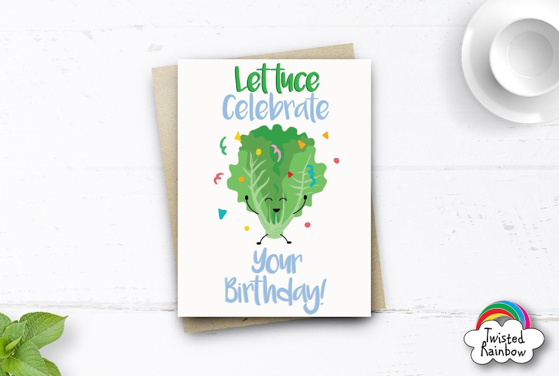 Lettuce Celebrate Card Funny Birthday Card for Him Her | Etsy