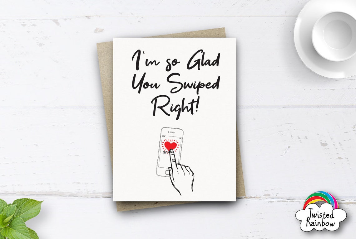 I'm so Glad You Swiped Right Funny Valentines Card | Etsy UK
