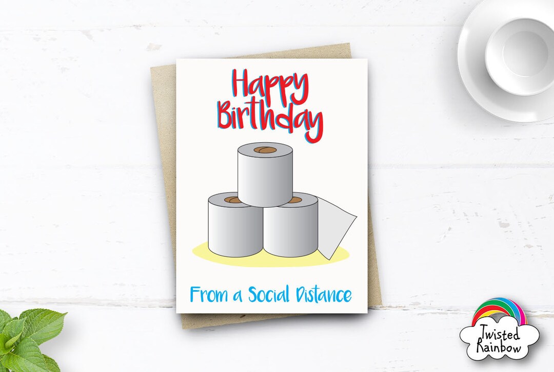 Social Distancing Happy Birthday Card, Isolation Birthday Card for ...