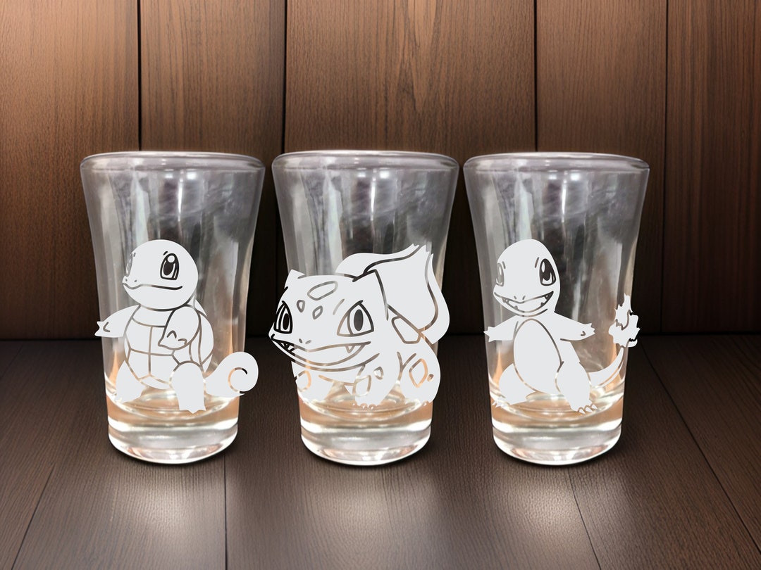 Pokemon Gen 1 Starters Squirtle Bulbasaur Charmander Etched Shot ...