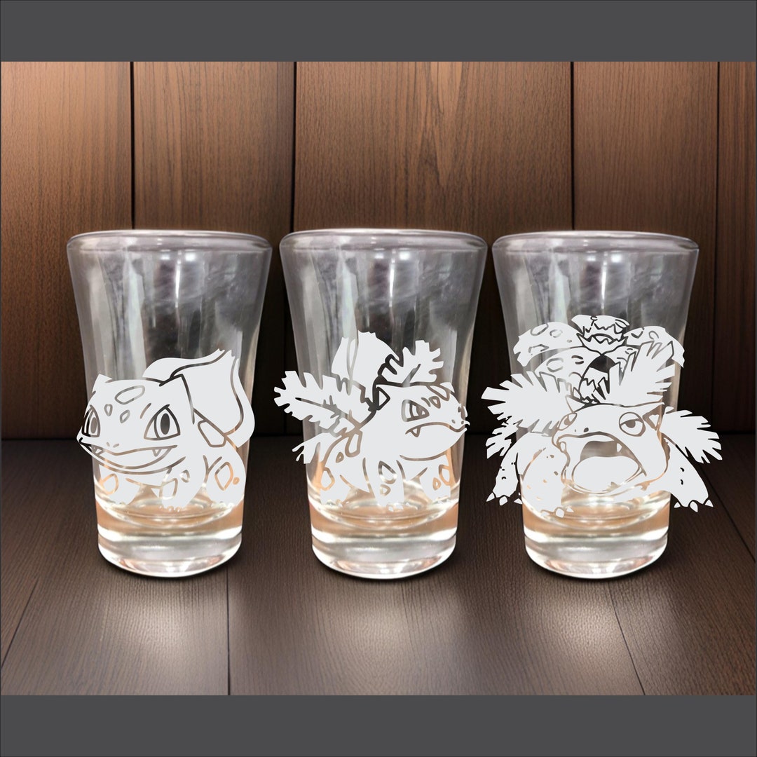 Pokemon Bulbasaur, Ivysaur, Venusaur Laser Etched Shot Glasses Set - Etsy