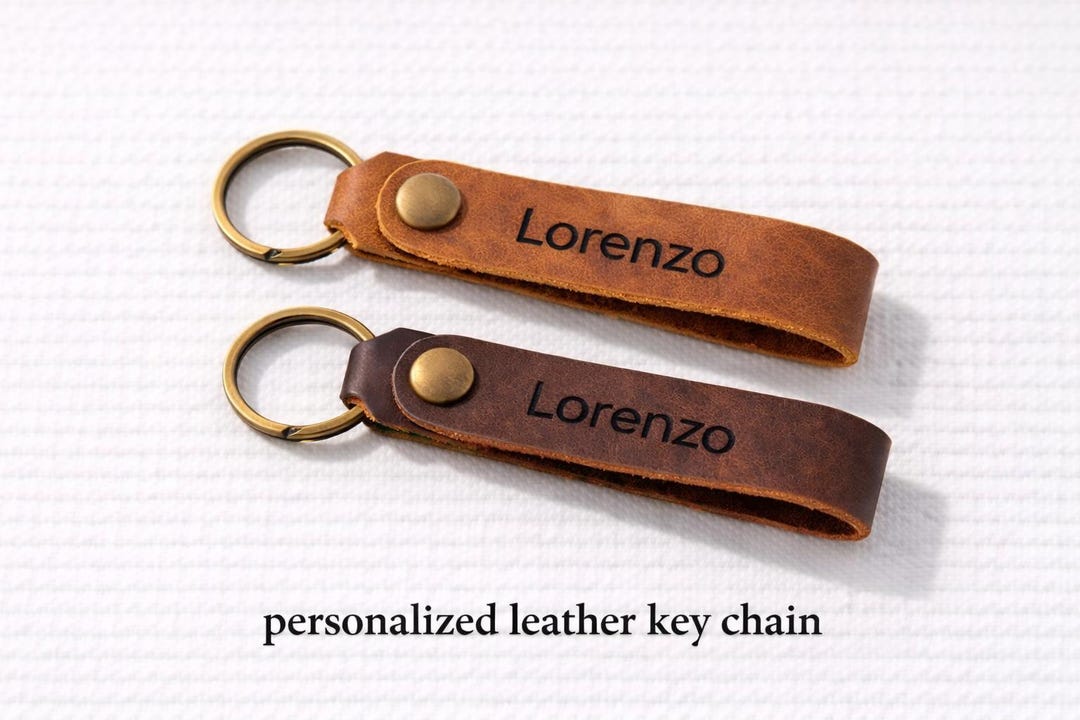 Personalized Leather Keychain for Men & Women – Handmade Leather Key ...