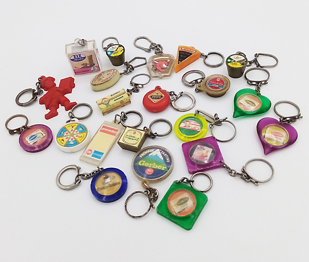 1960s Cheese Collection Keychain, Food Keychain, Vintage Keychain ...