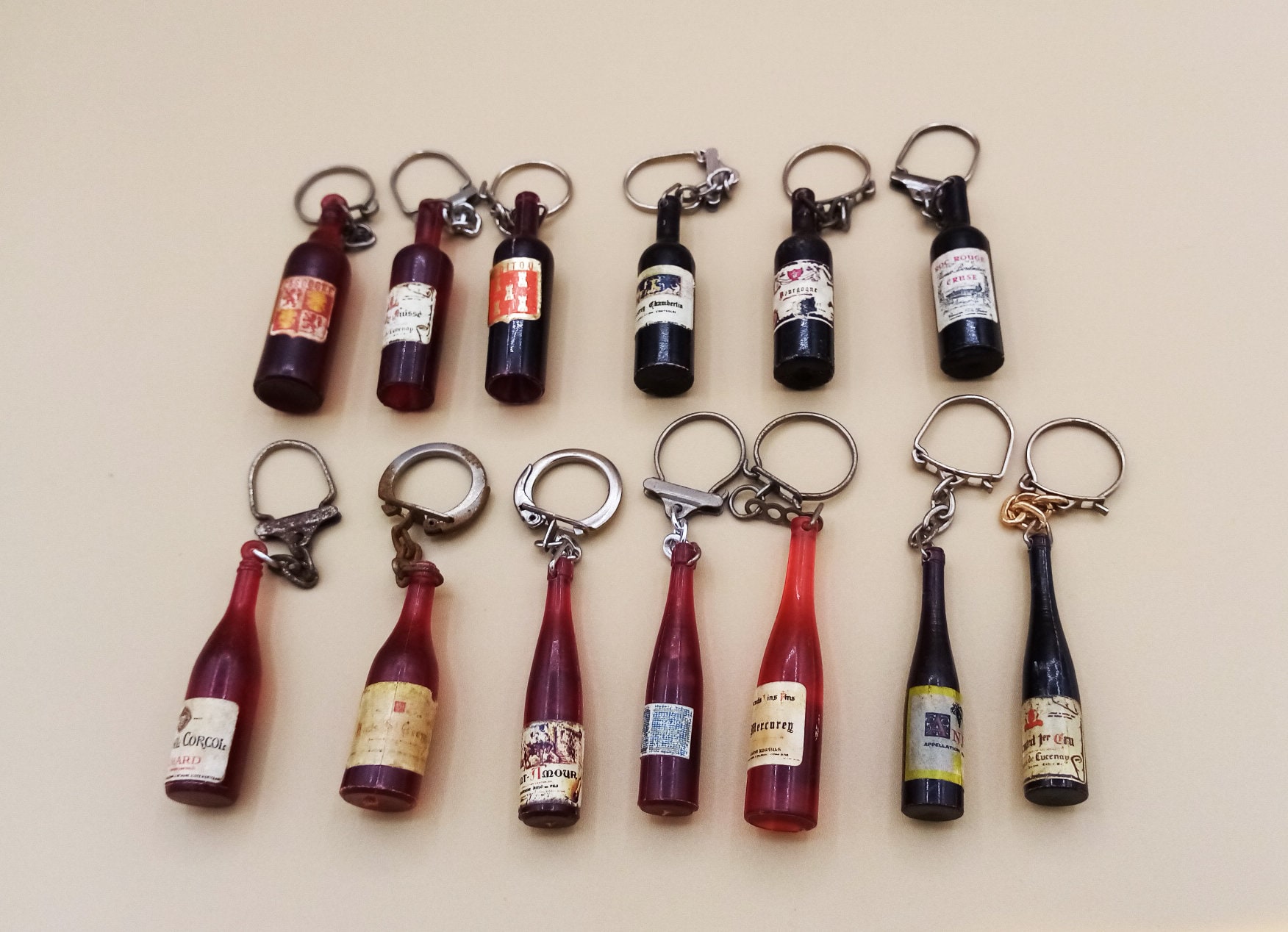 1960's Wine Collection Keychain, Wine Bottle Keychain, Vintage Keychain ...