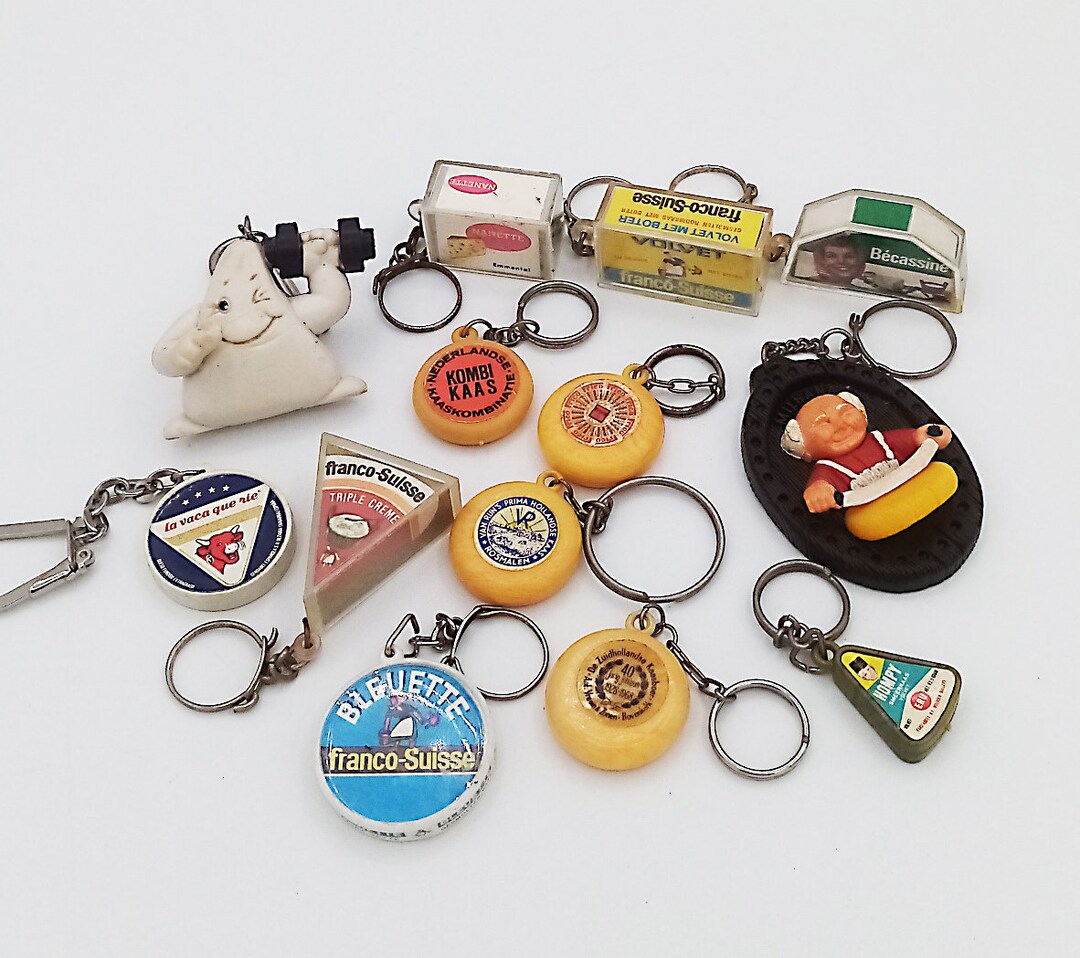 1960s Cheese Collection Keychain, Food Keychain, Vintage Keychain ...