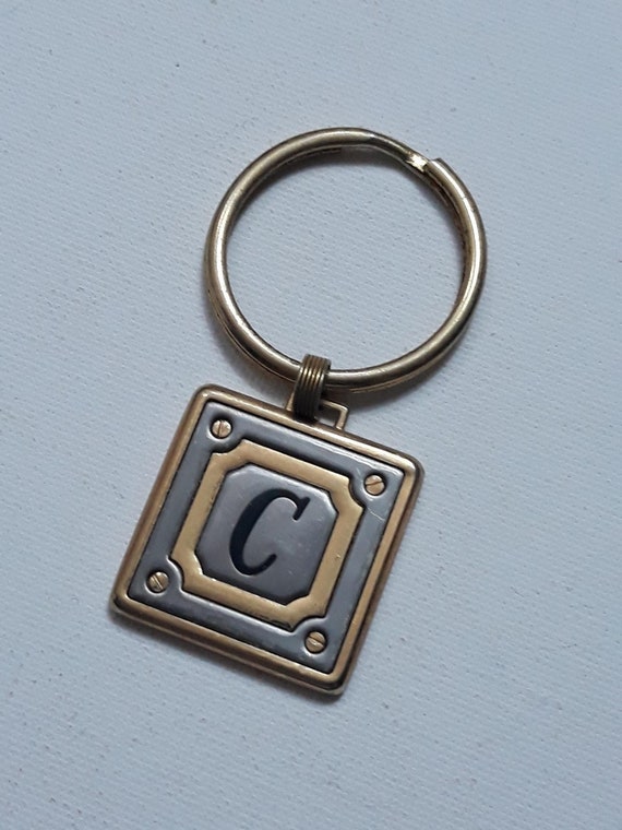 C initial vintage keychain C initial keychain C keychain | Etsy