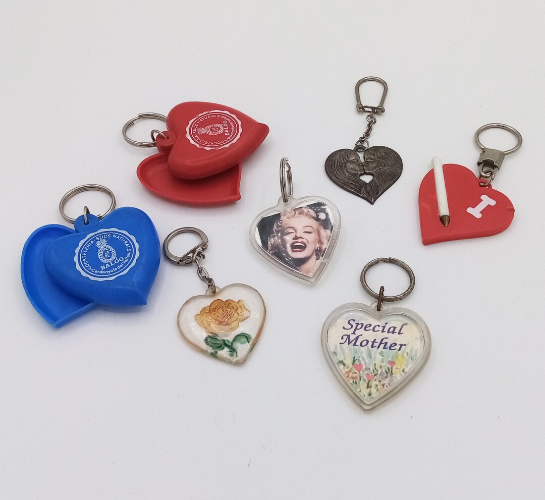 1980s Heart Vintage Keychain Choice of One, Heart Keychain, Heart ...