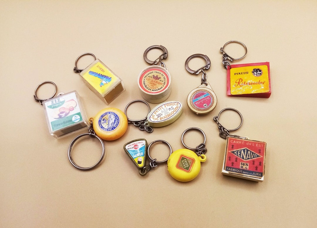 1960s Cheese Collection Keychain, Food Keychain, Vintage Keychain ...