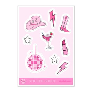 Pink Digital Art Sticker Sheet Journal Planner Notebook Scrapbook Self ...