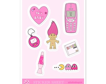 Pink Digital Art Sticker Sheet Journal Planner Notebook Scrapbook Self ...