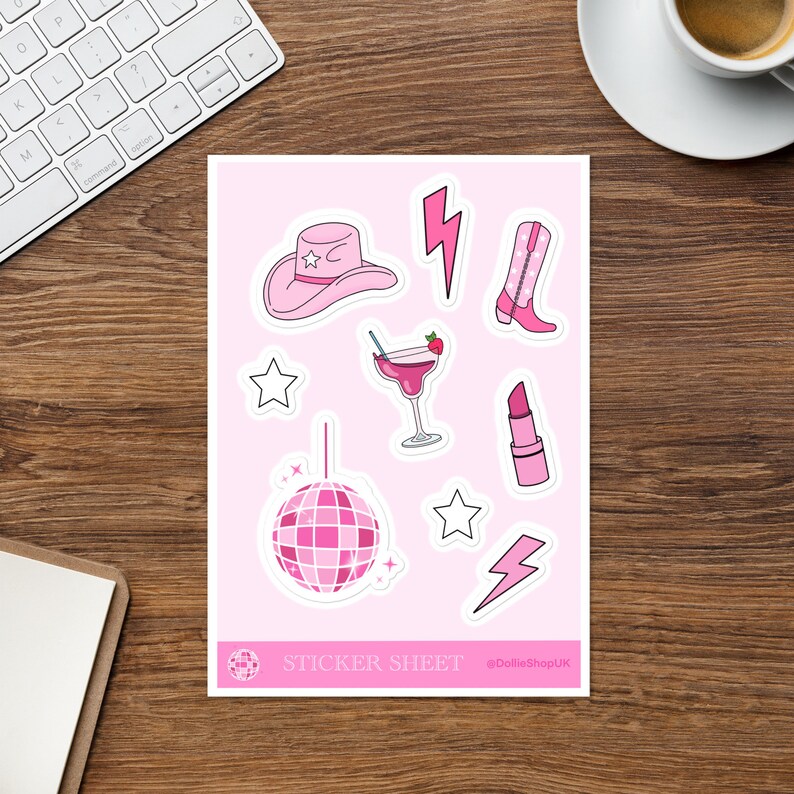 Pink Digital Art Sticker Sheet Journal Planner Notebook Scrapbook Self ...