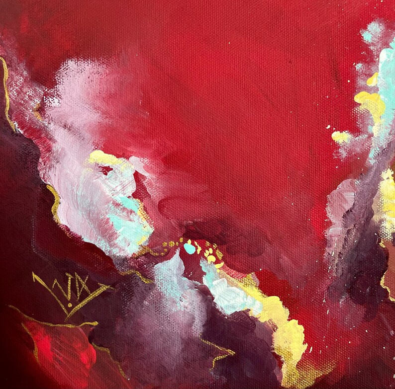 Original Abstract Painting / Wall Decor/wall Art / Red Abstract ...