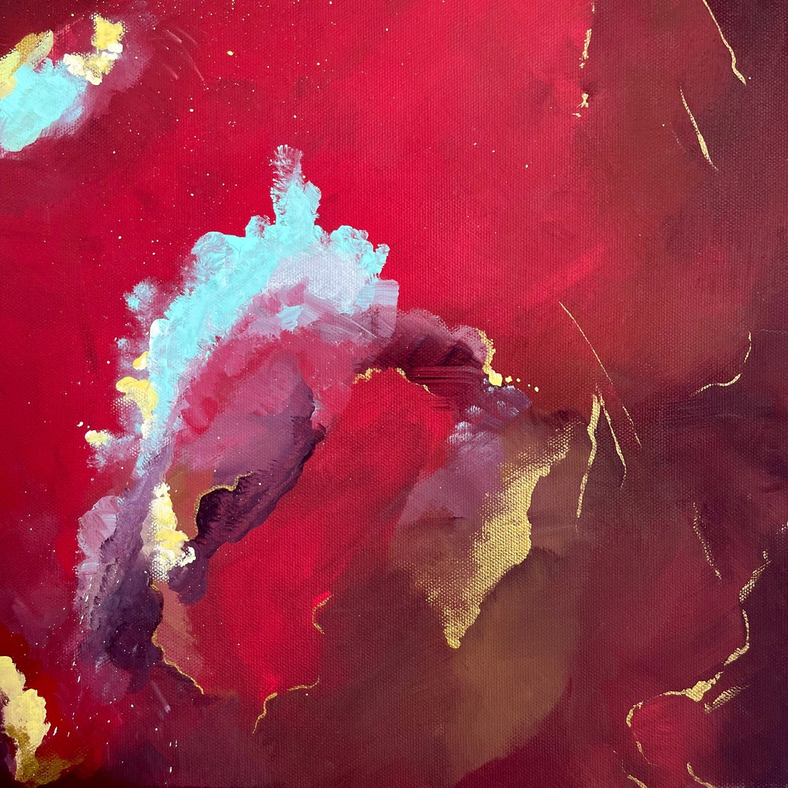 Original Abstract Painting / Wall Decor/wall Art / Red Abstract ...